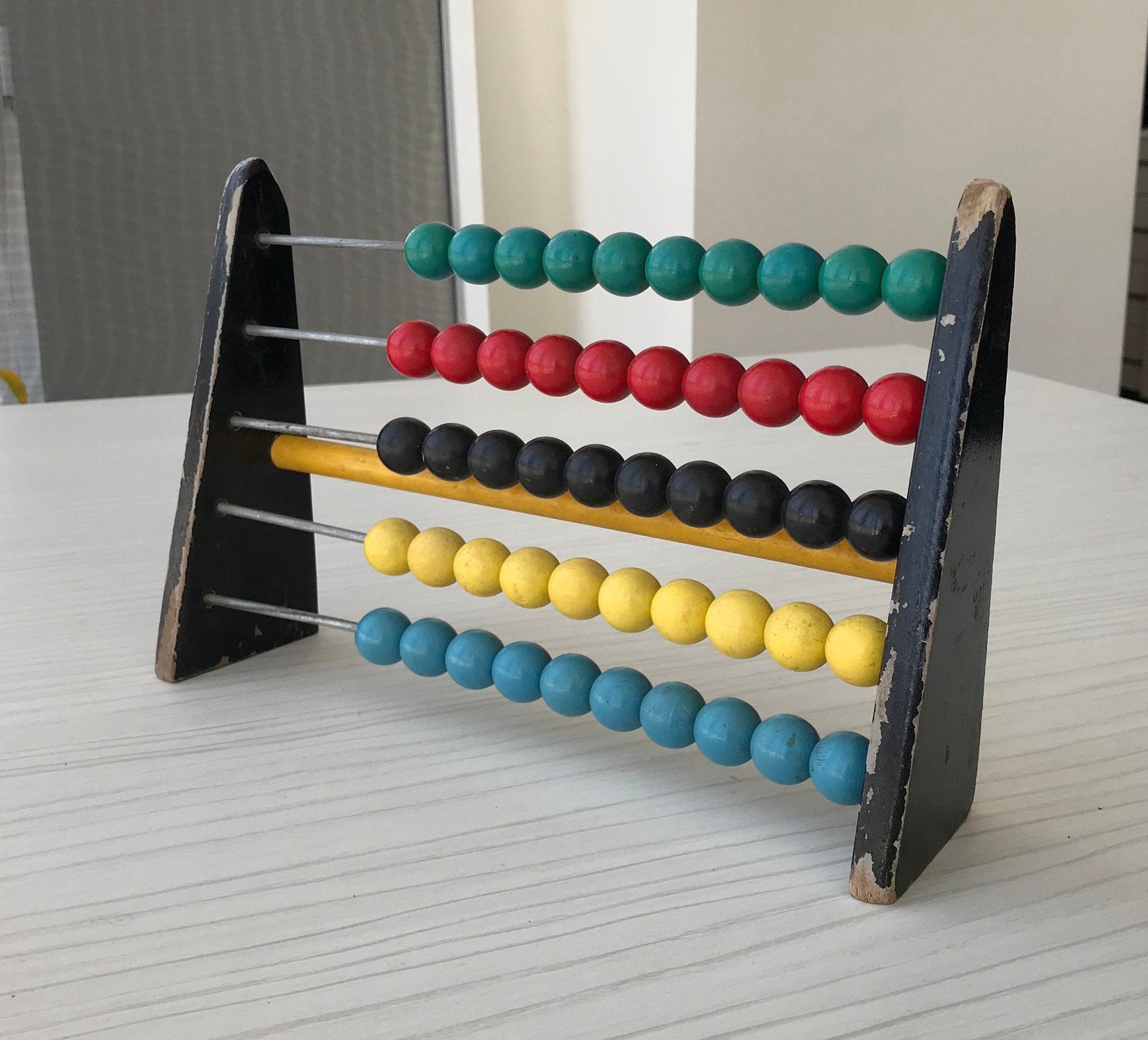 Vintage wooden abacus big abacus-primitive math children | Etsy