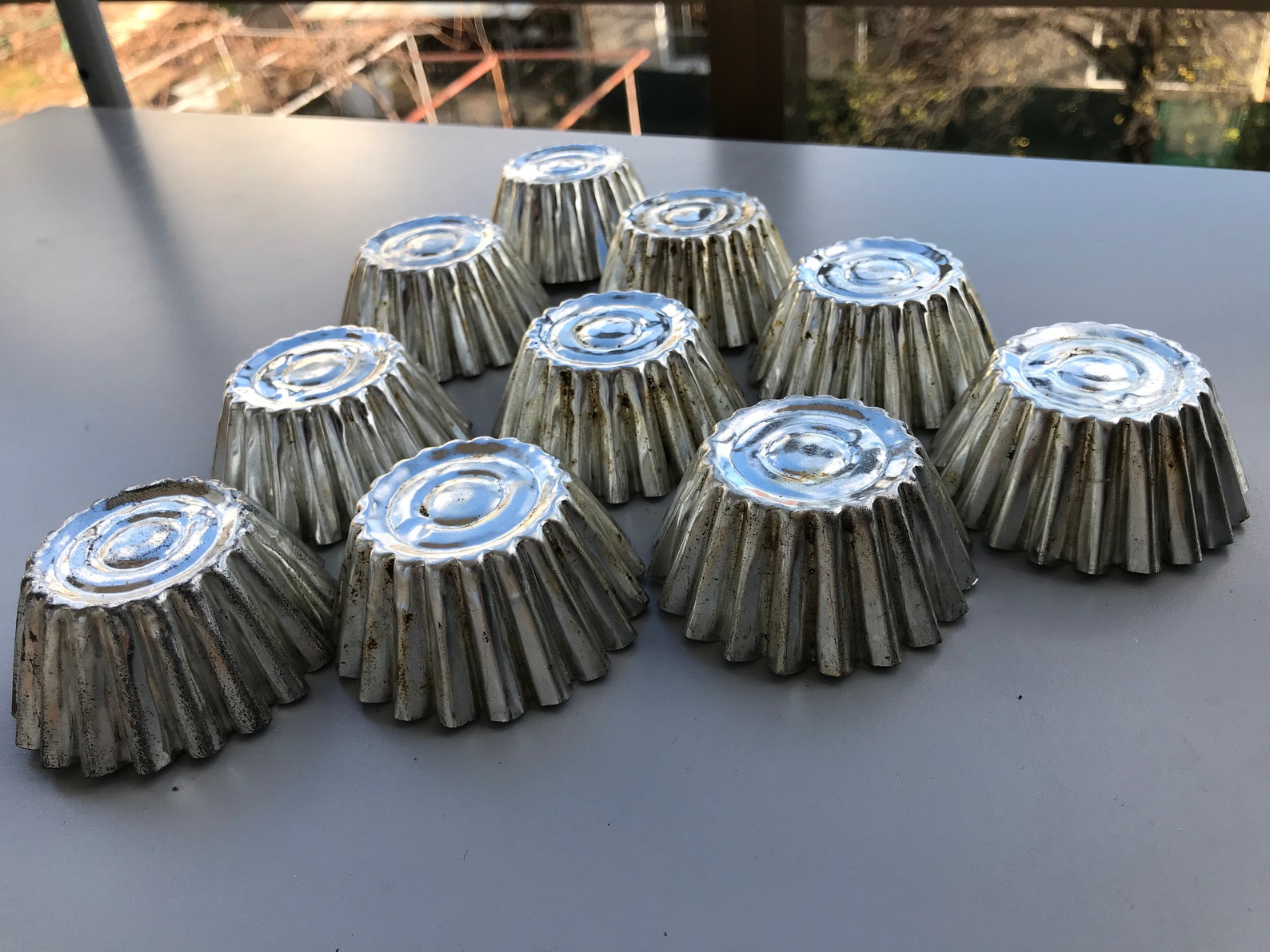 Vintage metal tiny cake forms-set of 10 models-old forms for | Etsy