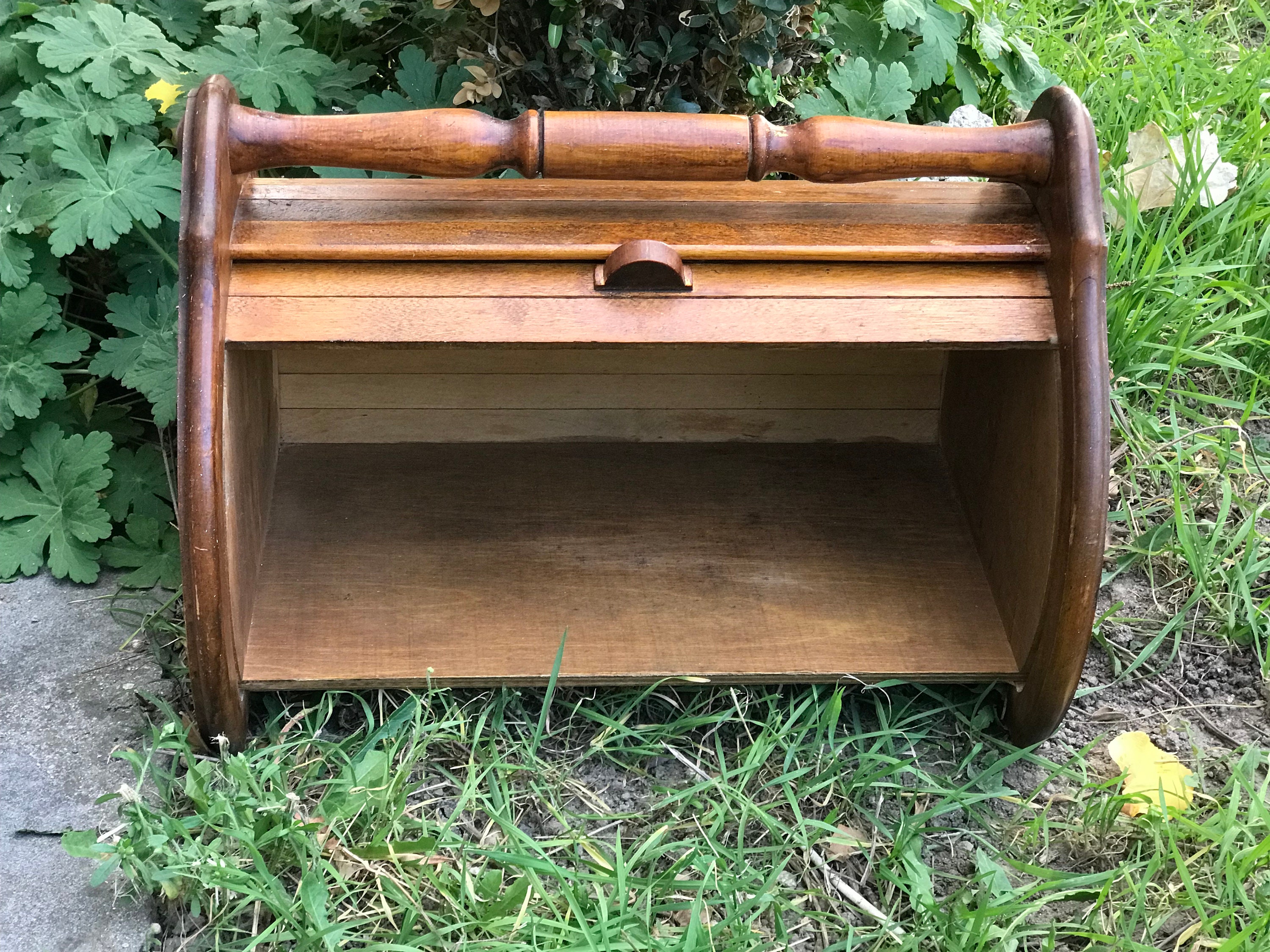 Vintage Wooden Bread Box Old Wooden Retro Bread Box Wooden Storage Box ...
