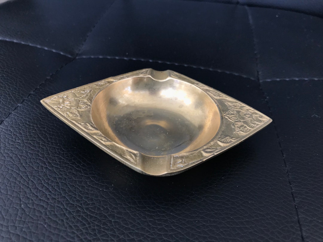 Vintage Brass Ashtray - Floral Design, Bar Decor - Etsy