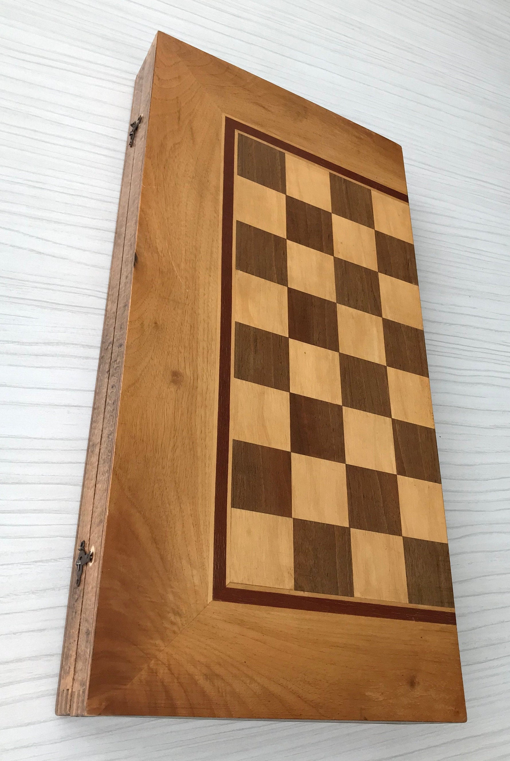 Vintage Wooden Chess Set and Backgammon chess Set game Box - Etsy