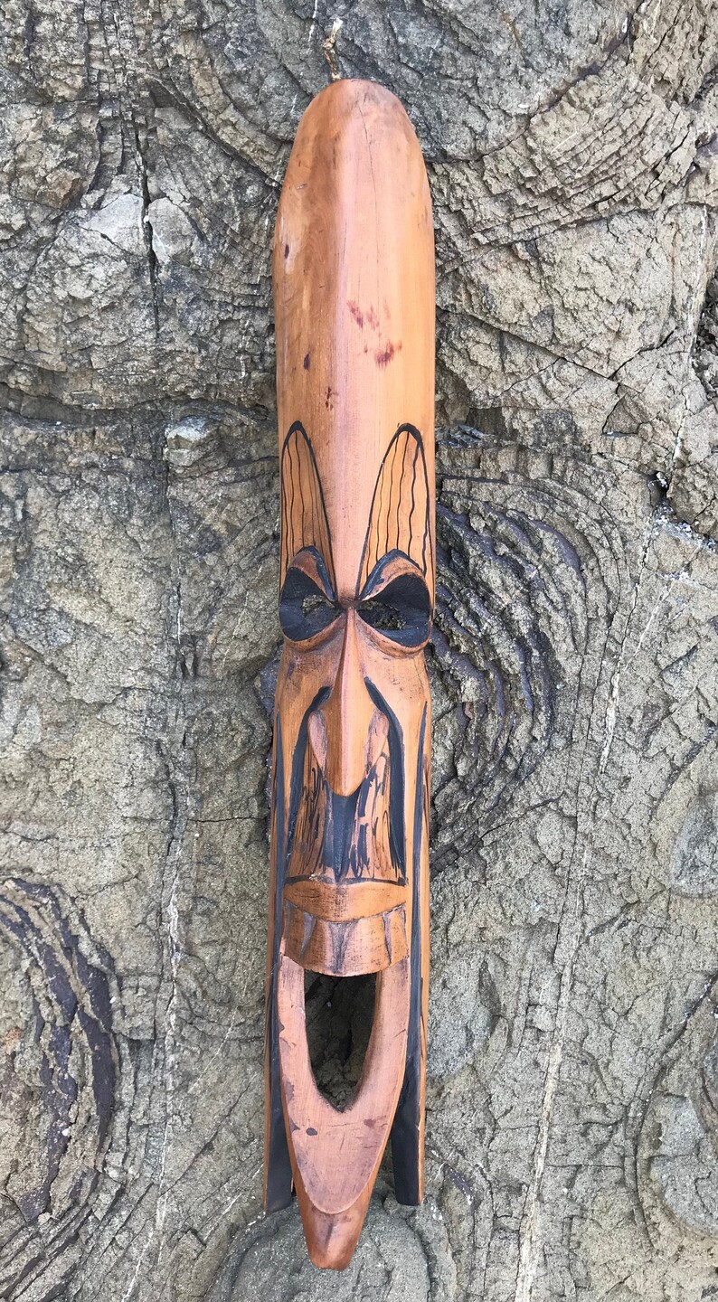 Vintage Wooden Mask Wall Hanging Hand Carved Handmade - Etsy