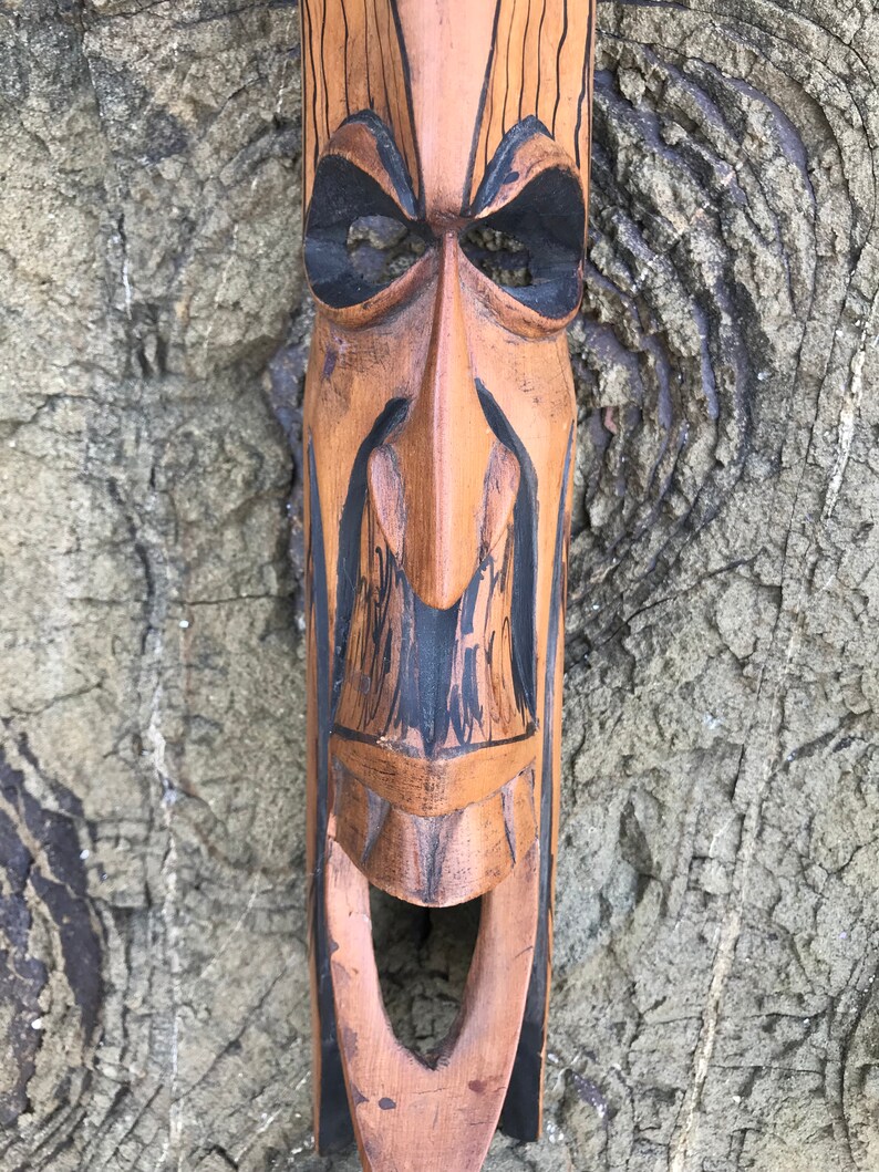 Vintage Wooden Mask Wall Hanging Hand Carved Handmade - Etsy