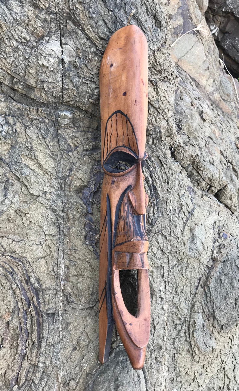 Vintage Wooden Mask Wall Hanging Hand Carved Handmade - Etsy