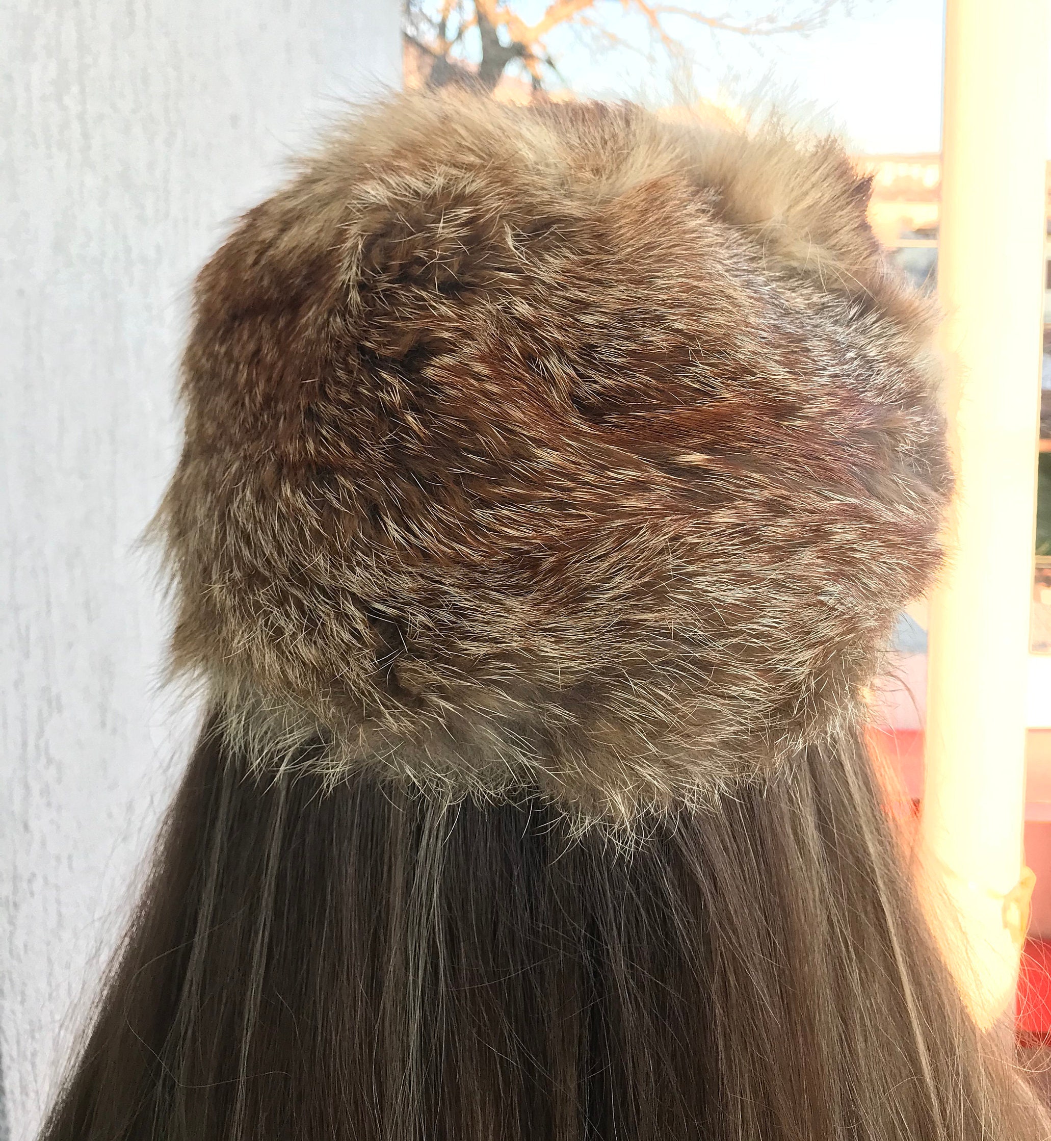Vintage Women Winter Hat leather Hat real Fur Hat ladies Hat brown ...
