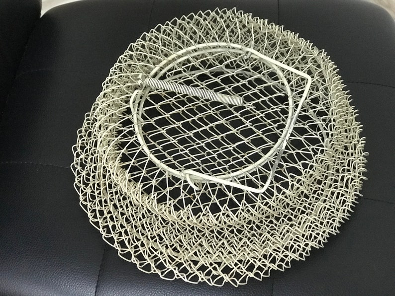 Vintage Fish Basket wire Metal Folding Fishing Basket vintage Metal ...