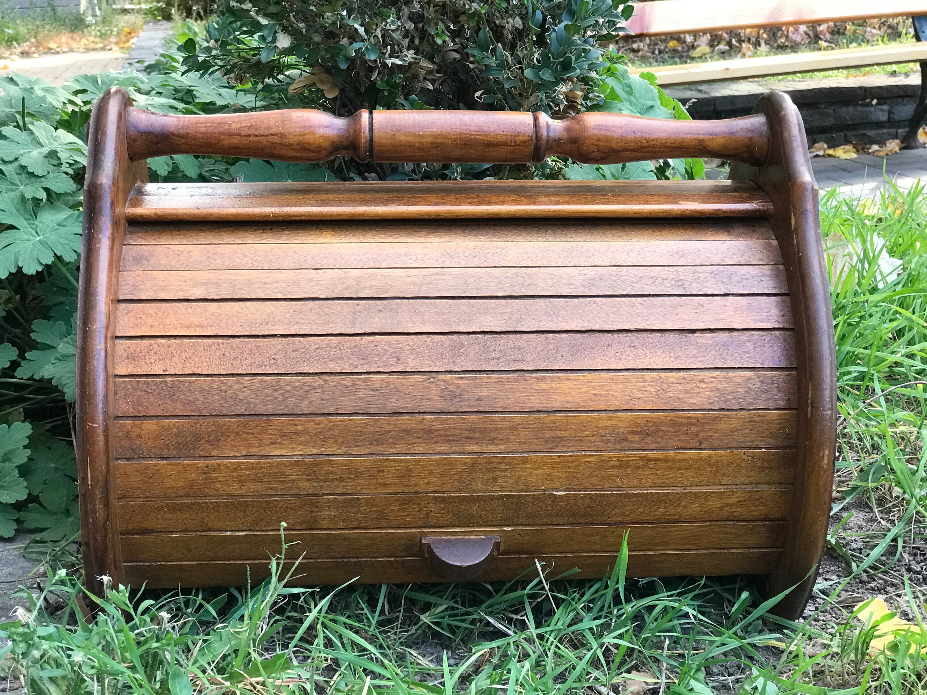 Vintage Wooden Bread Box Old Wooden Retro Bread Box Wooden Storage Box ...