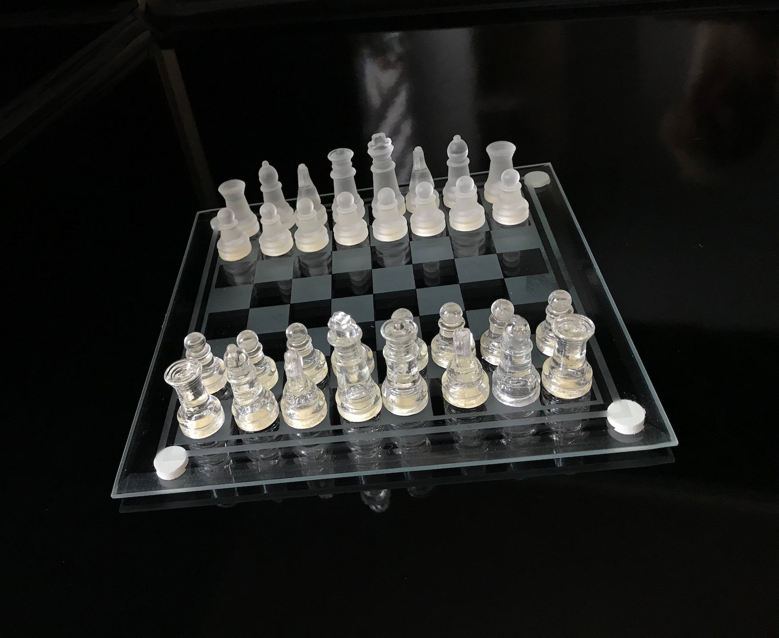 Vintage Small Glass Chess Set -table Game -chess Game -glass Chess ...
