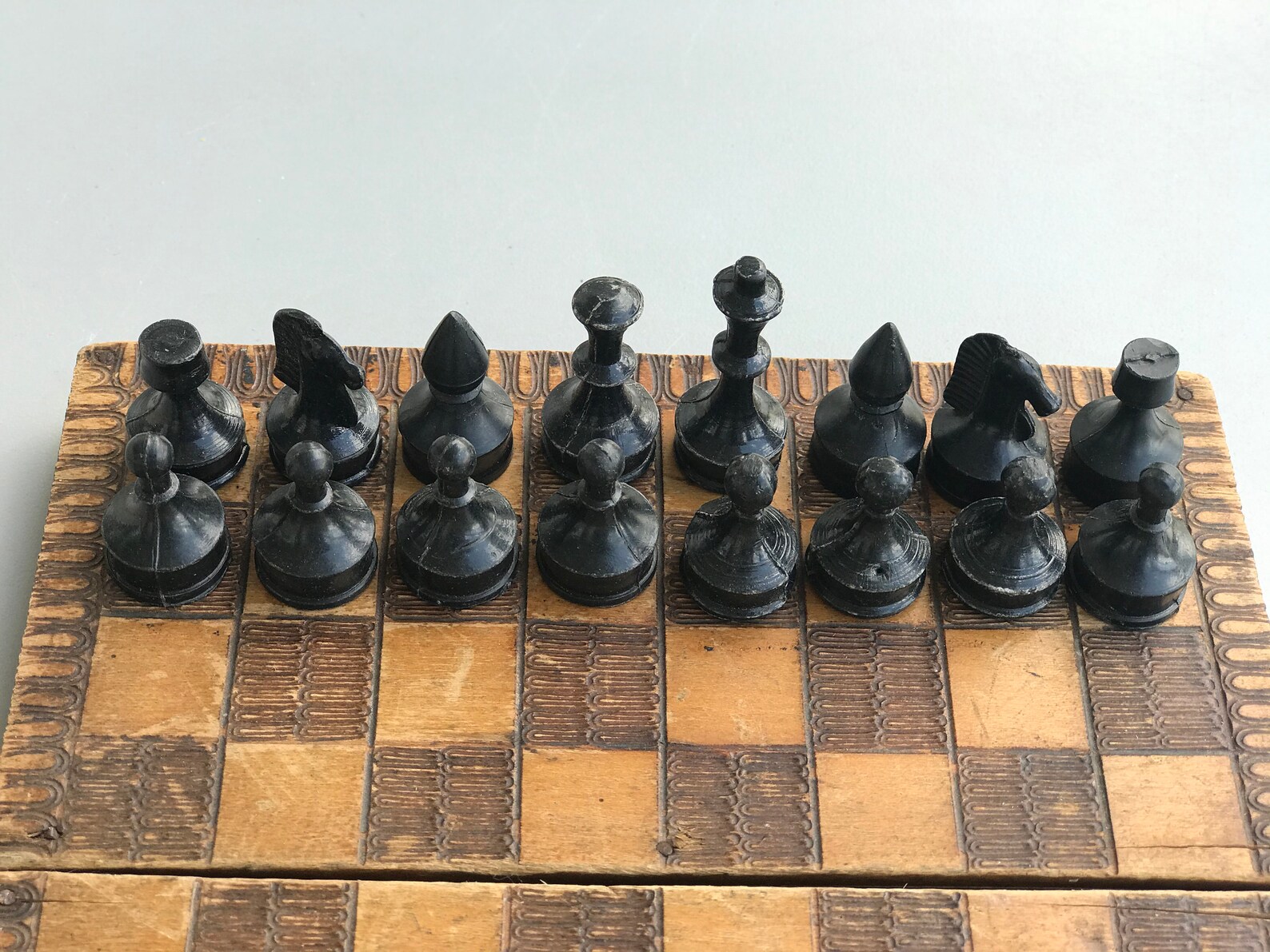 Vintage Small Chess Set 50's-vintage Travel Wood Chess - Etsy