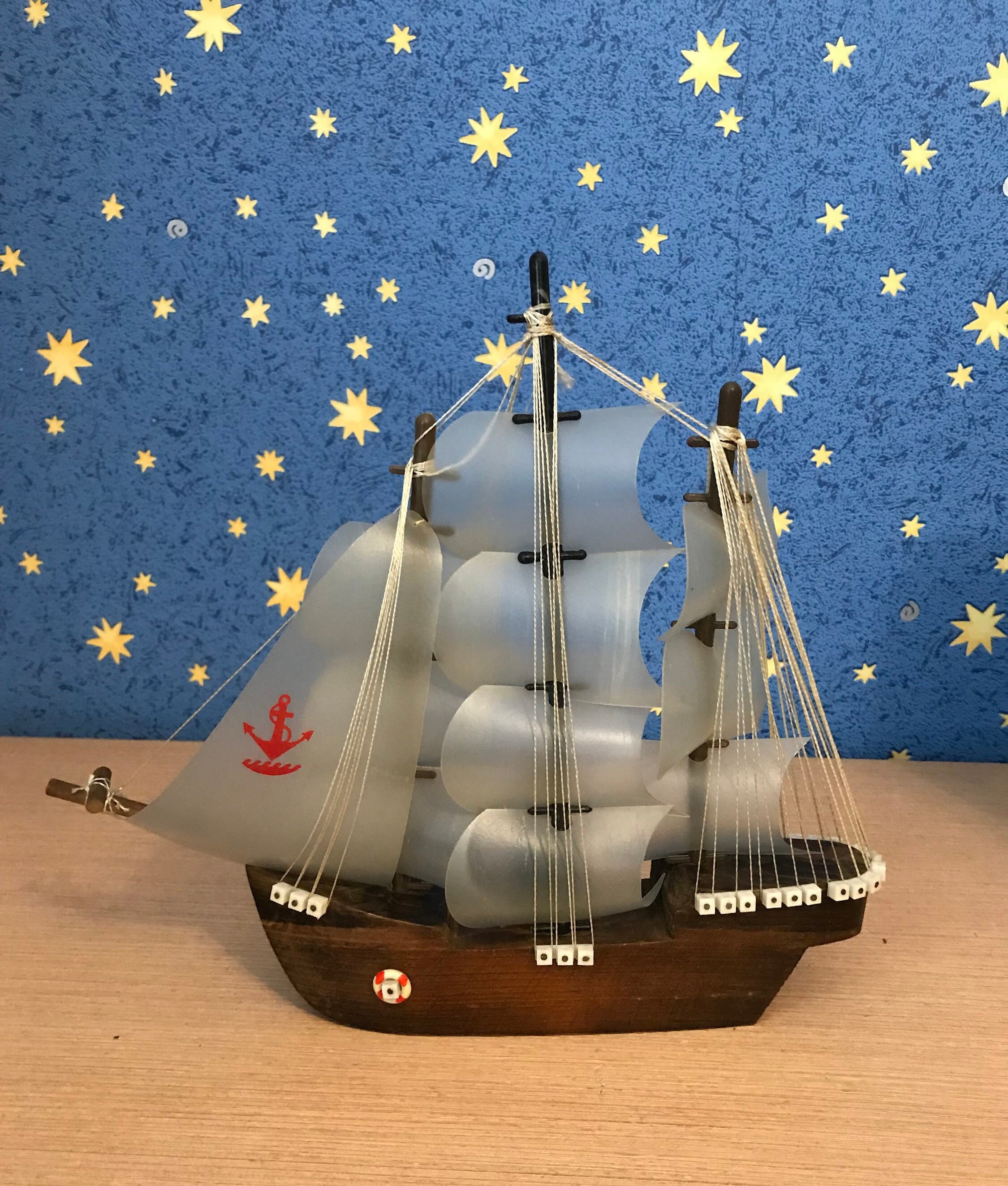 Vintage Handmade Wooden Ship Model Night Lamp – Beach Cottage Decor - Etsy