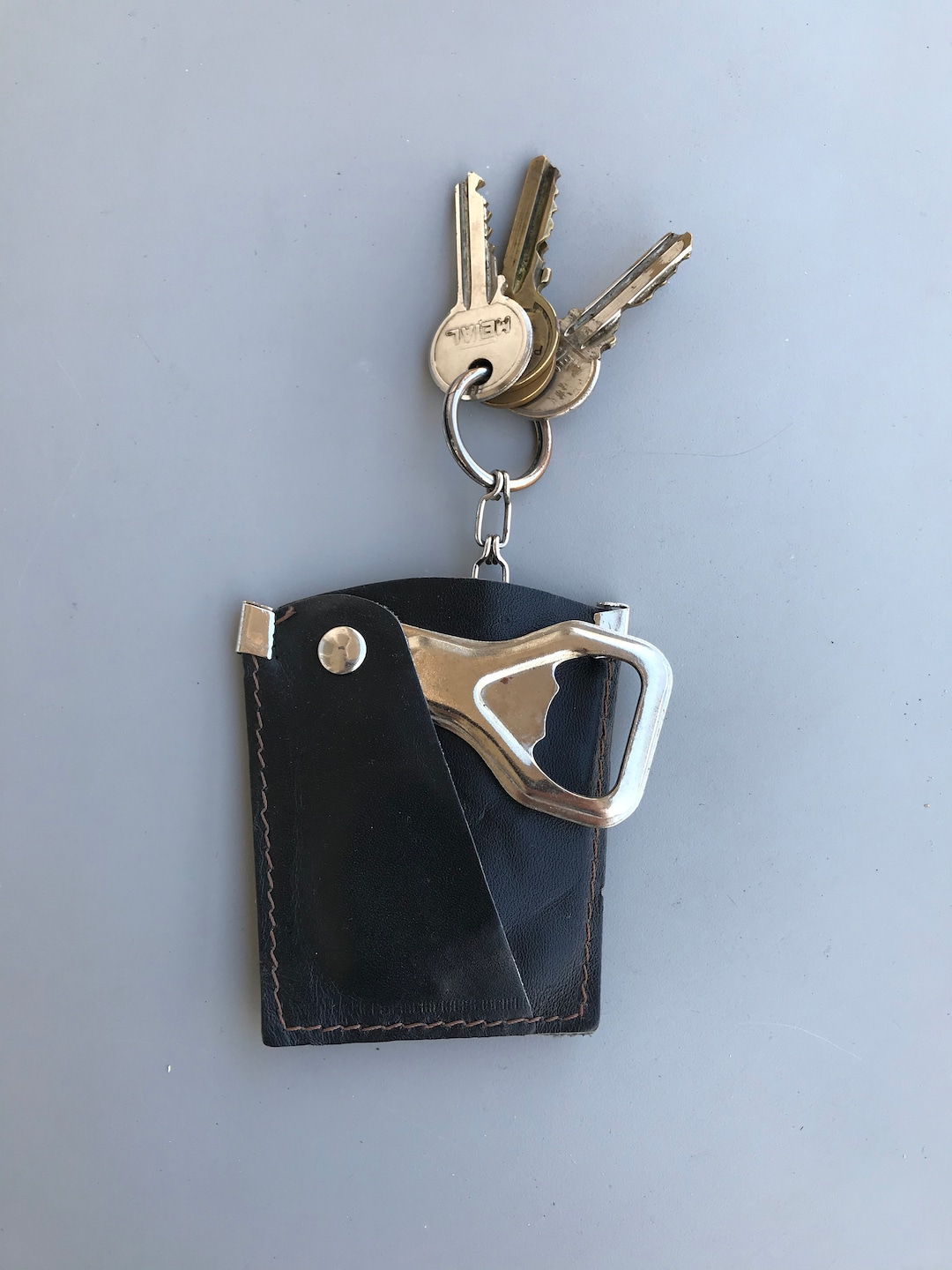 Vintage Keychain - Leather Key Holder With Opener - Old Keychain ...