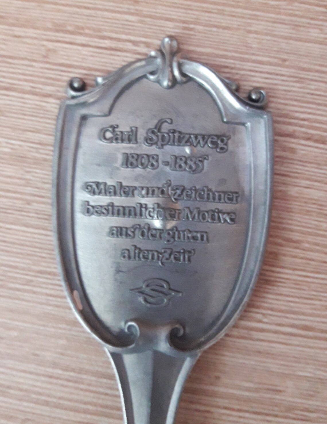 Vintage Old German Tin Spoon-pewter Spoon-limited Edition-relief of ...