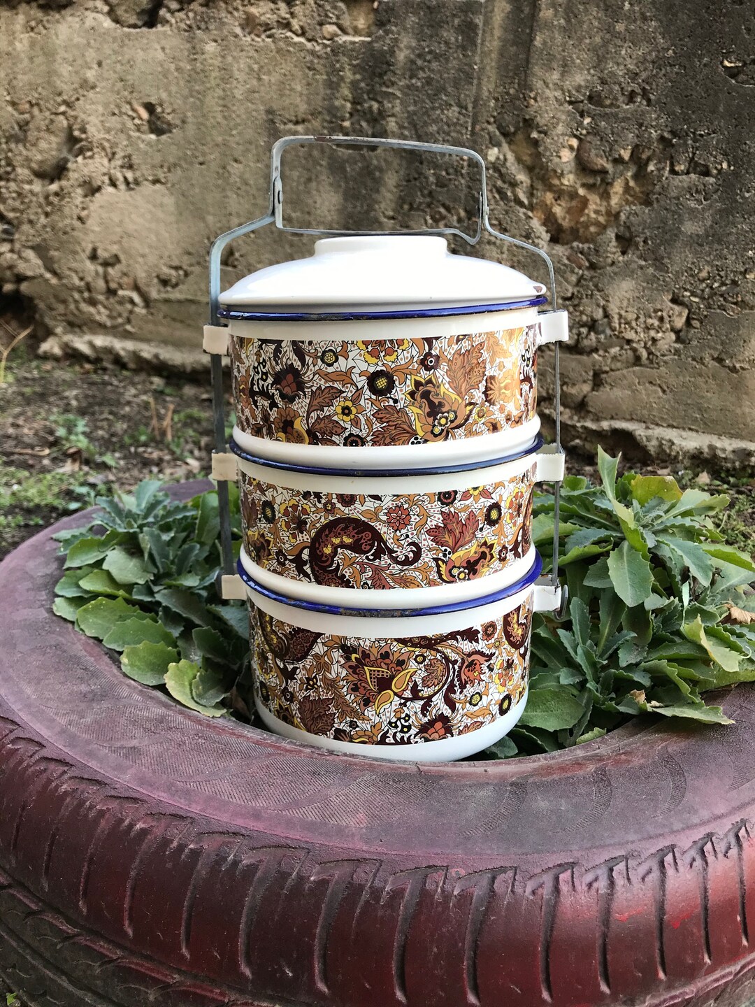 Vintage Enamel Food Pots -pots for Transporting Food -3 Cans for Food ...