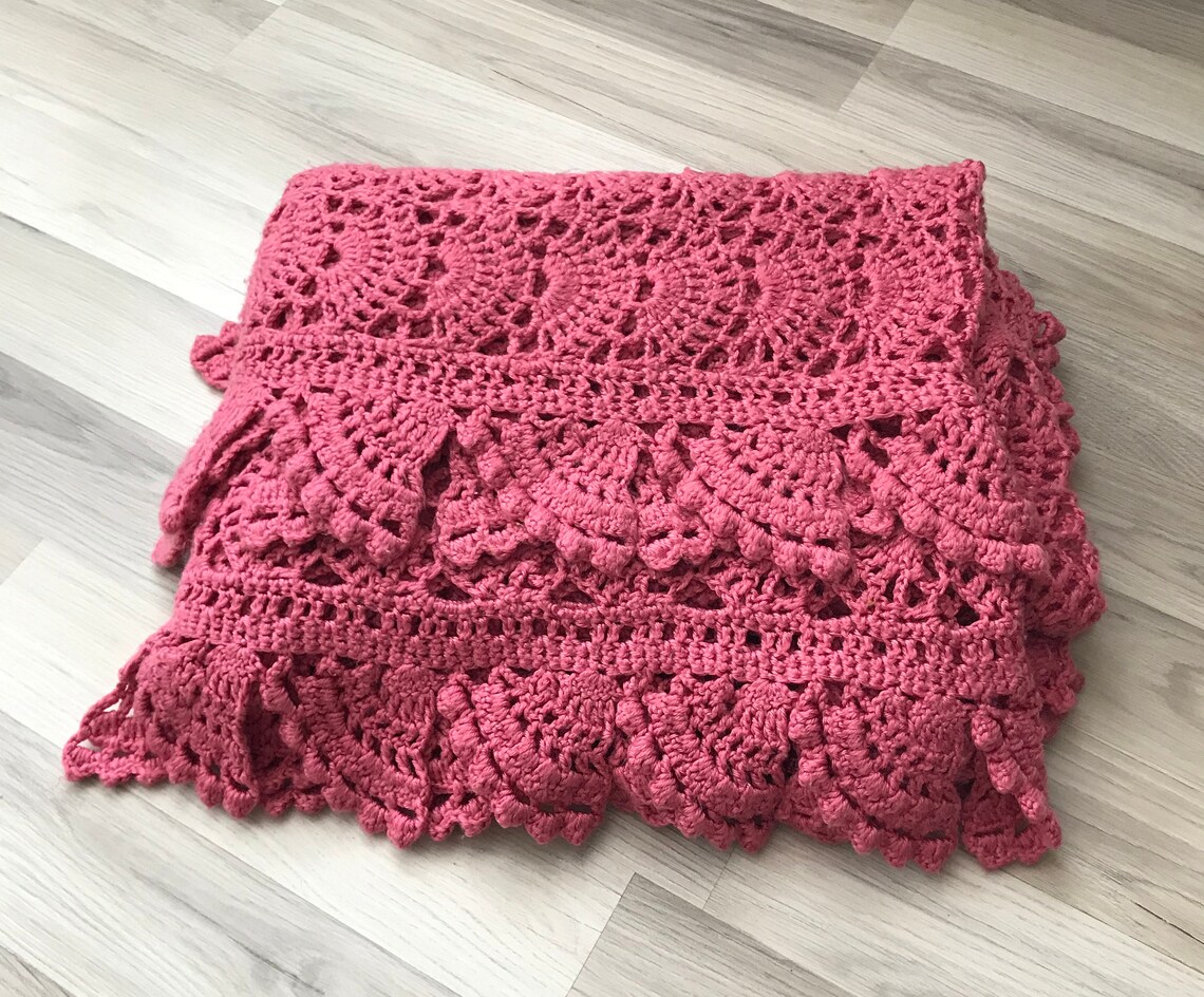 Vintage Bedspread -hand Crocheted Coverlet -hand Crocheted Bed Cover ...