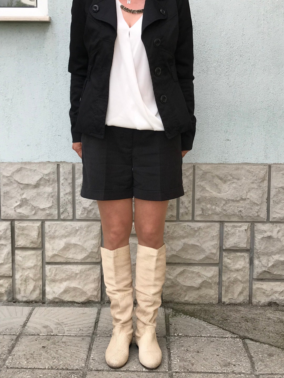 Vintage Italian Light Beige Boots - Genuine Women Shoes - Real Leather ...