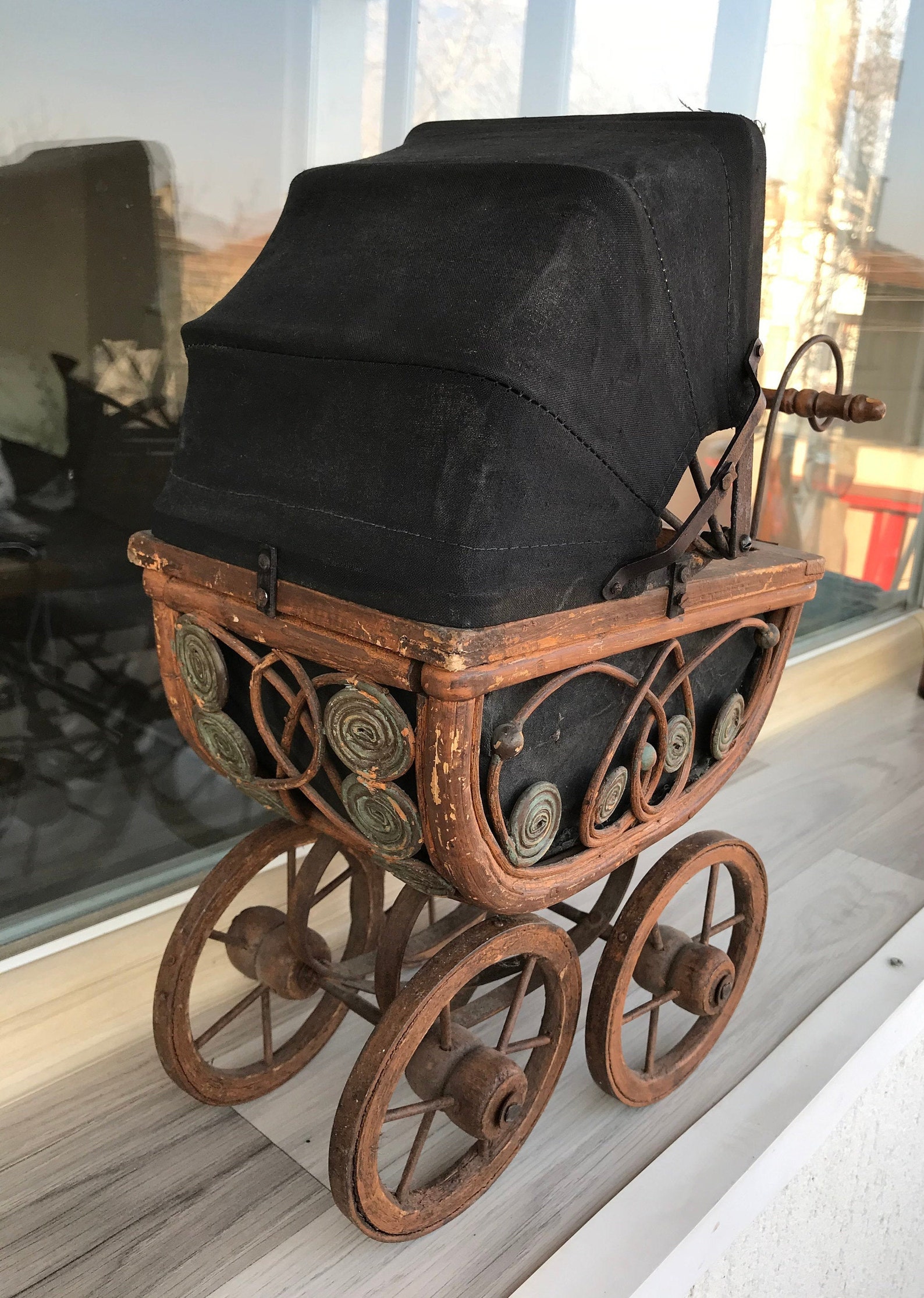 Vintage Doll Pram - Vintage Baby Doll Stroller - Wicker Rattan Antique ...