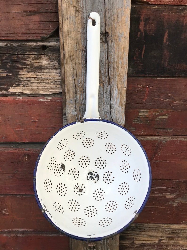 Vintage Enamel Colander Enamel Strainer Cookware Big | Etsy