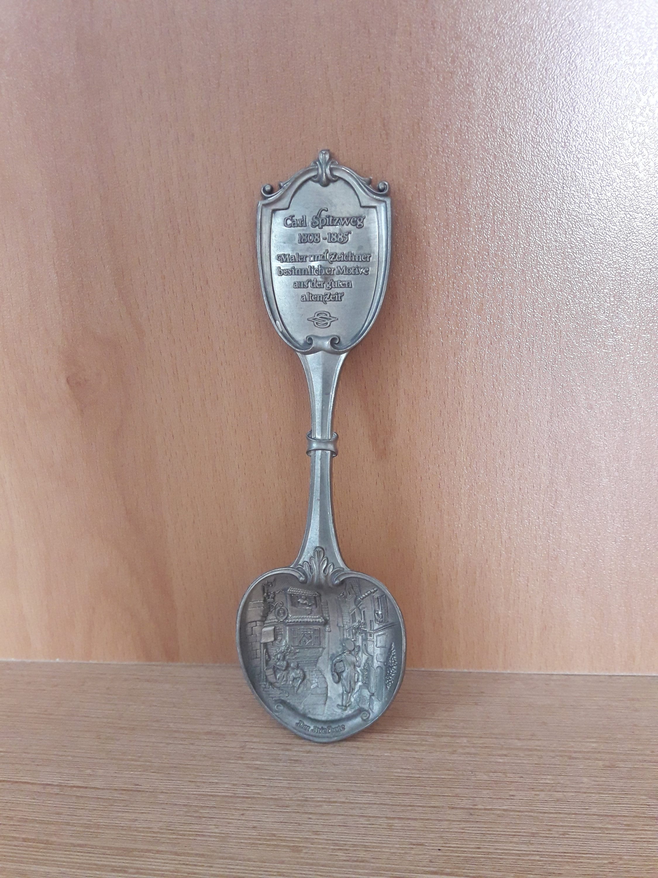 Vintage Old German Tin Spoon-pewter Spoon-limited Edition-relief of ...