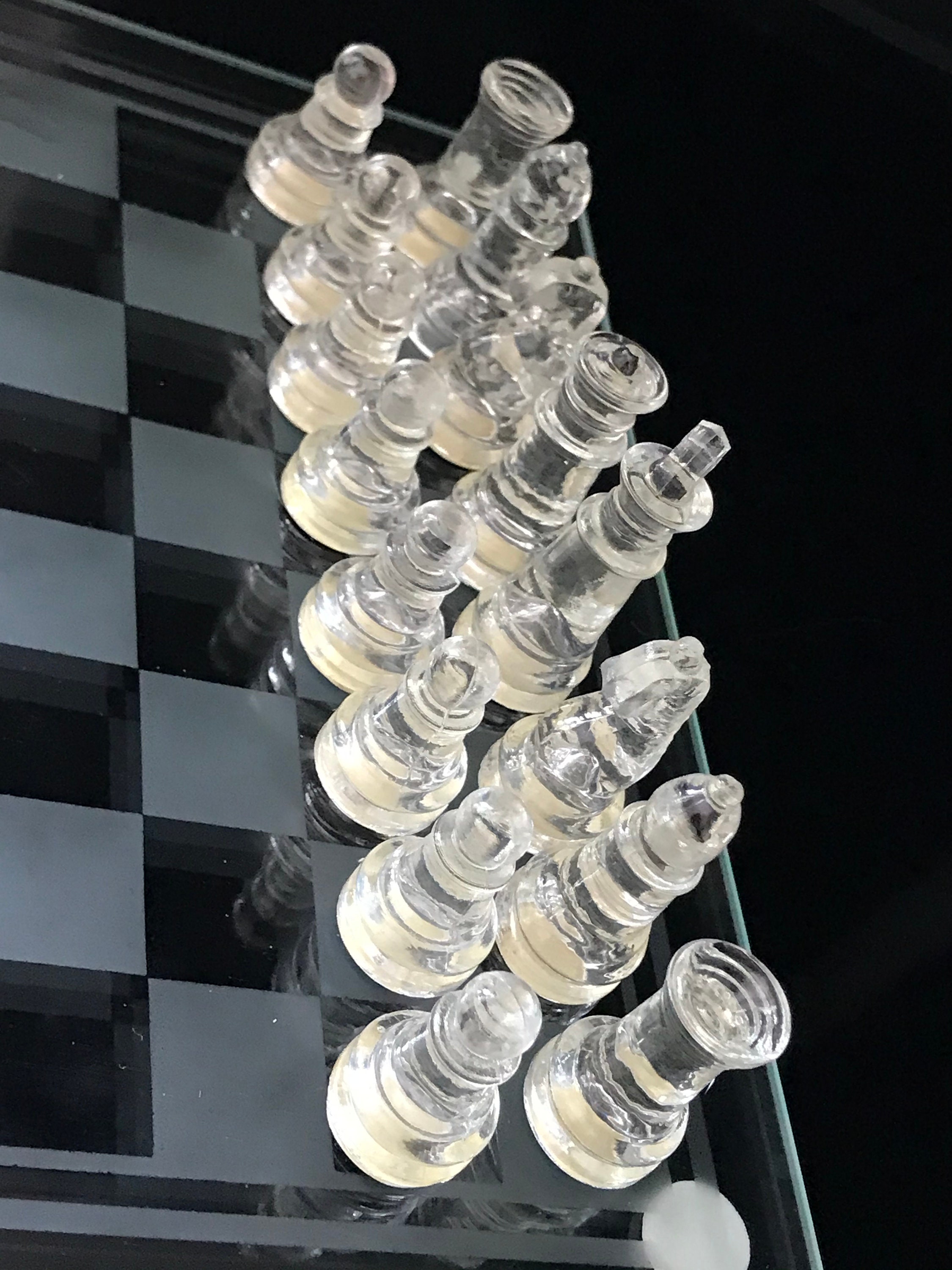 Vintage Small Glass Chess Set table Game chess Game glass - Etsy