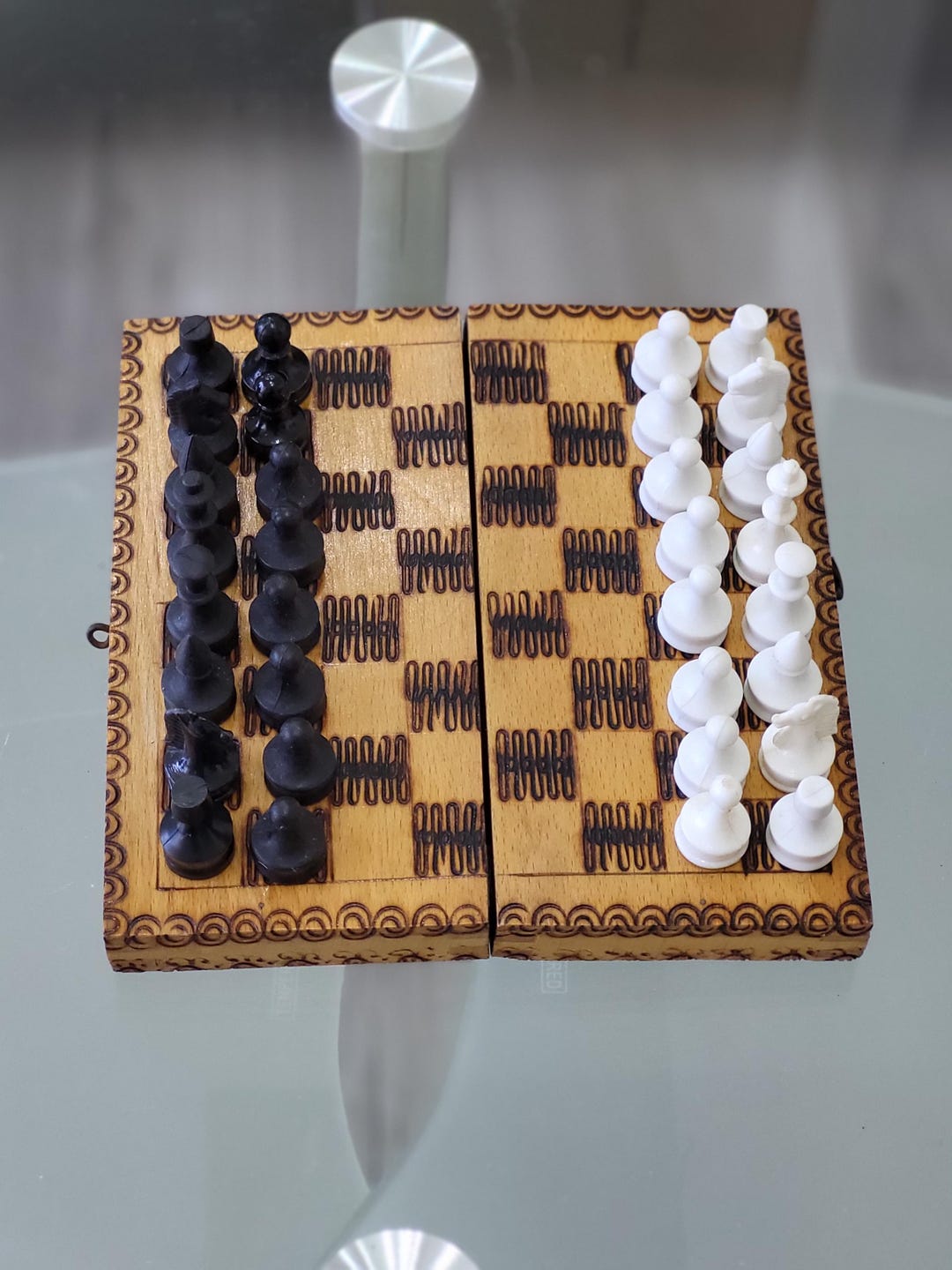 Vintage Travel Wooden Chess Set-vintage Small Chess Set 60's -chess ...