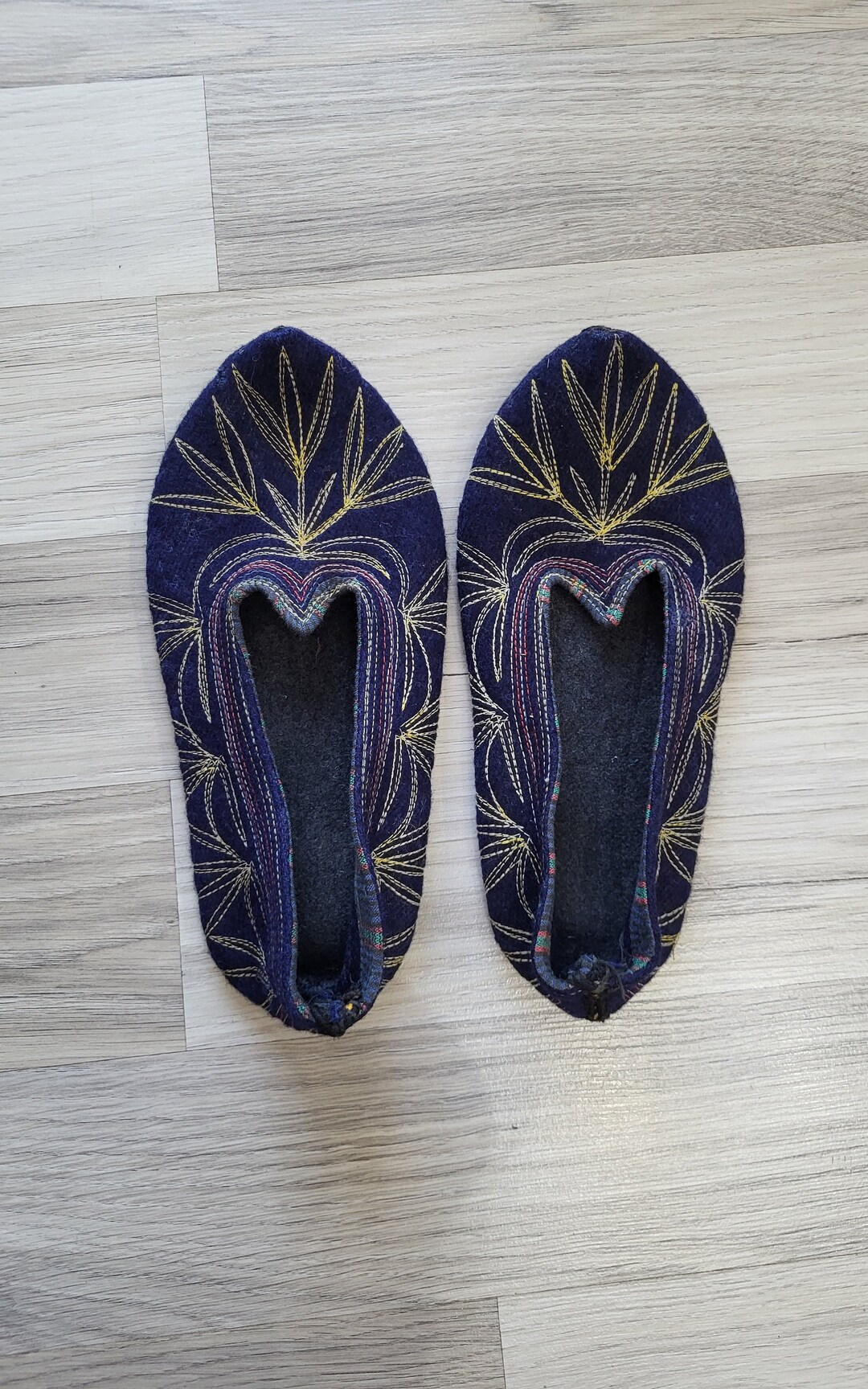 Vintage Woolen Slippers -handmade Winter Slippers -folk Slippers ...