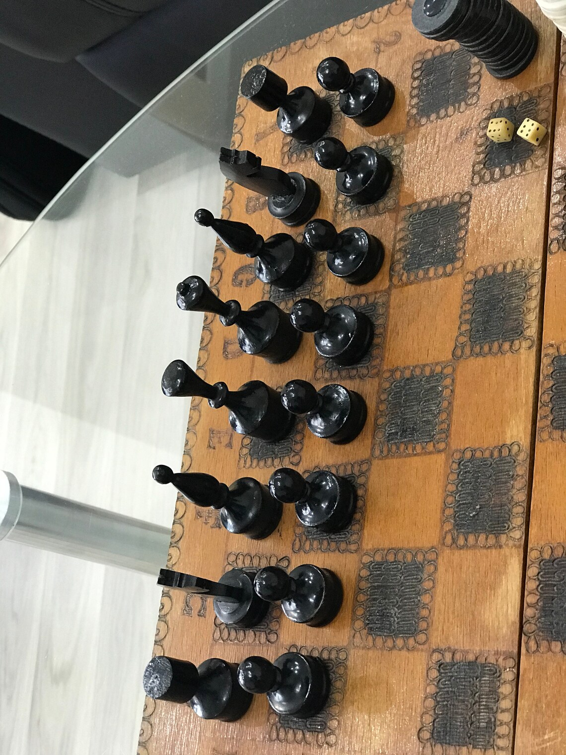 Vintage Medium Chess Set and Backgammon 60s travel Wood Chess - Etsy