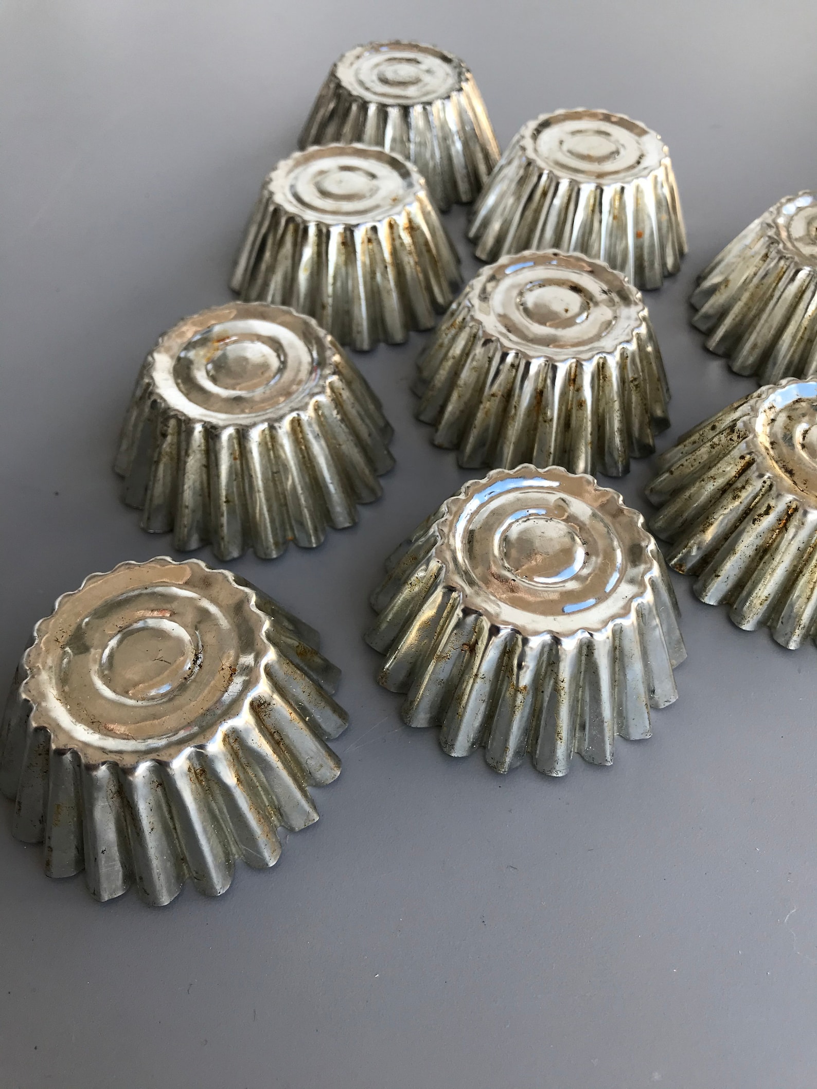 Vintage metal tiny cake forms-set of 10 models-old forms for | Etsy