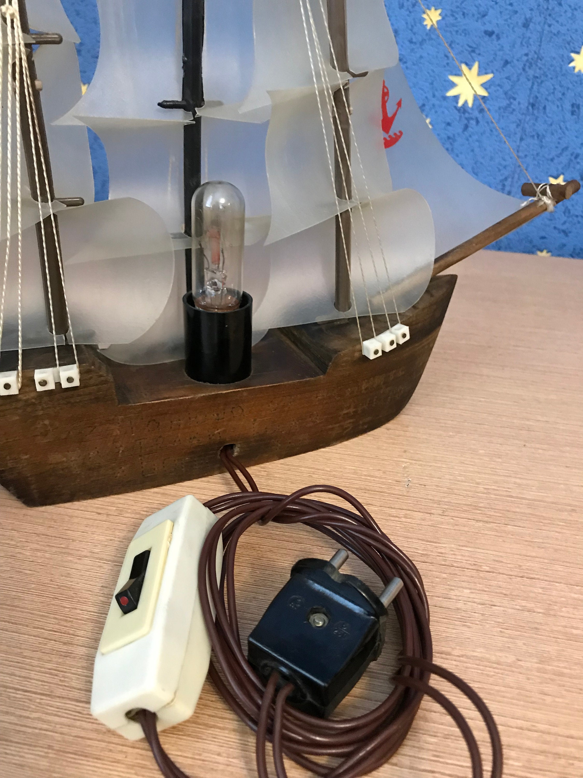Vintage Handmade Wooden Ship Model Night Lamp – Beach Cottage Decor - Etsy