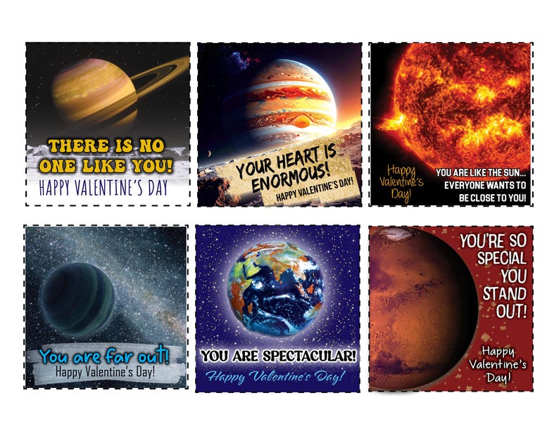 Solar System Valentine Cards- Instant Download/printable/space/planets ...