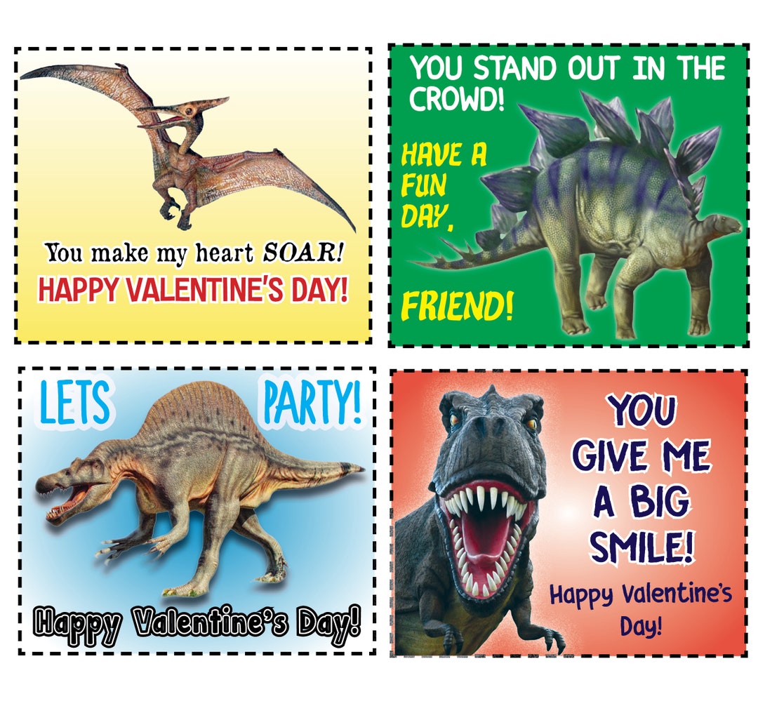 Dinosaur Valentine's Cards- Digital Download PNG JPEG PDF - Etsy