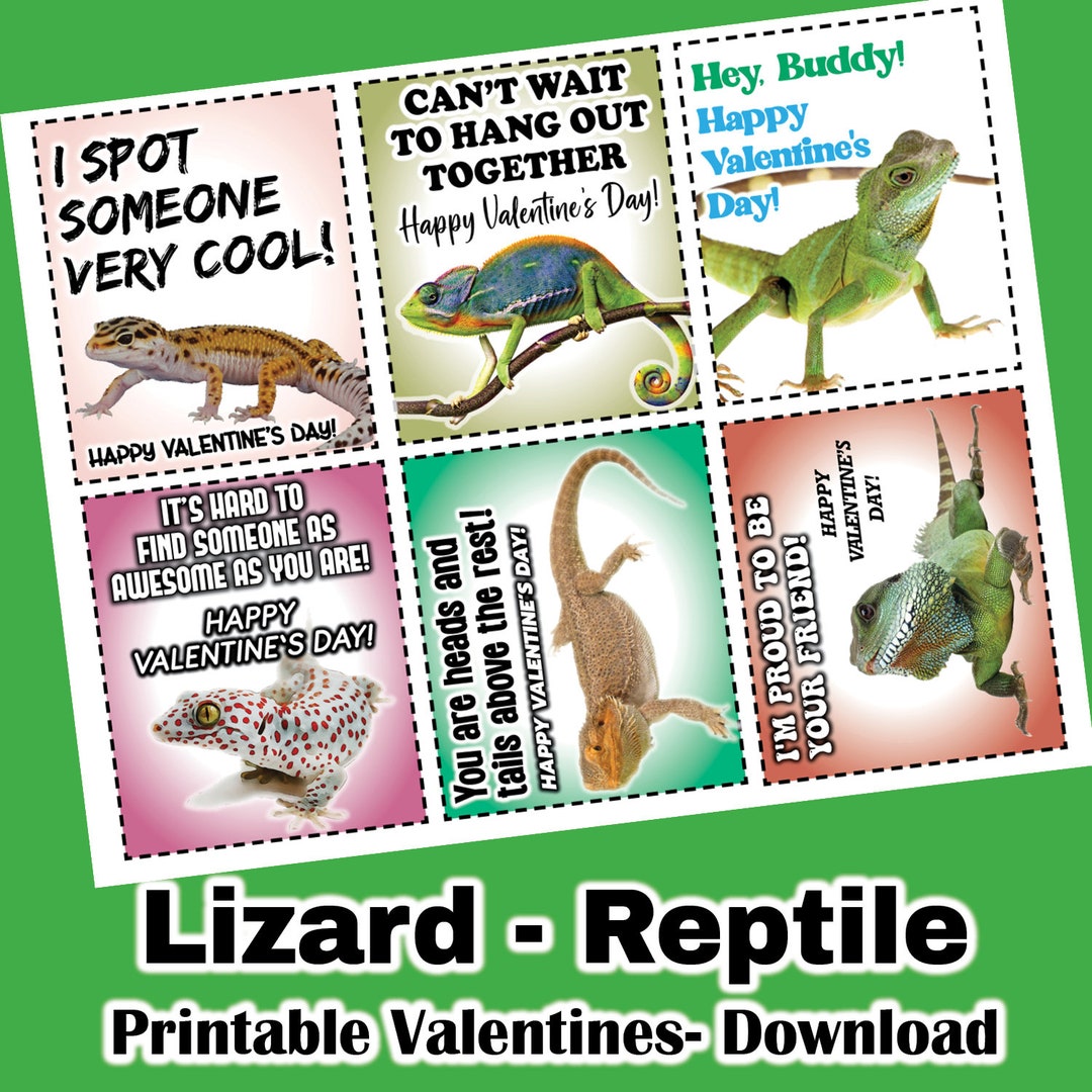 LIZARD VALENTINE Cards/reptiles/digital Download/printable - Etsy