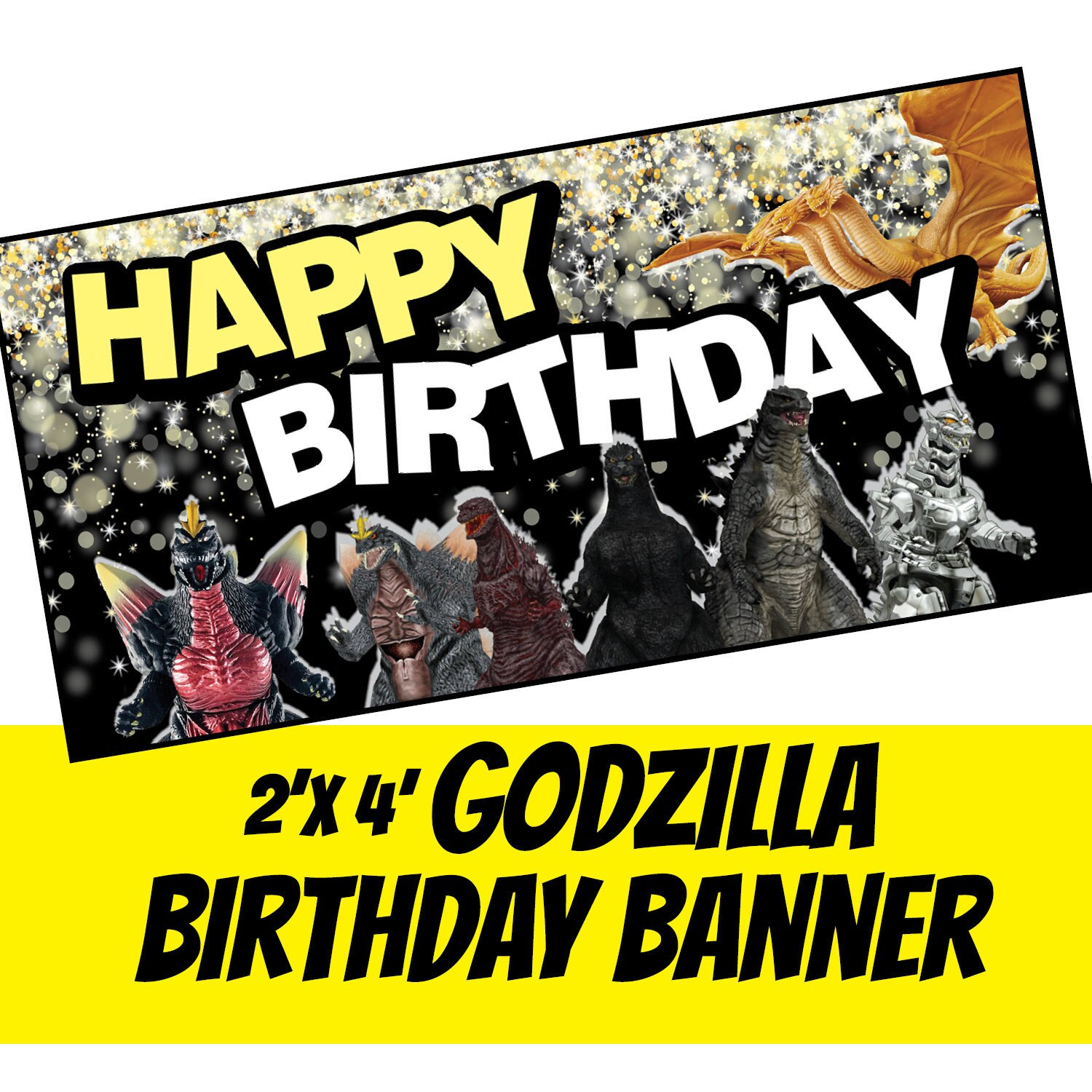 GODZILLA Birthday 4'x2' Matte Banner - Etsy