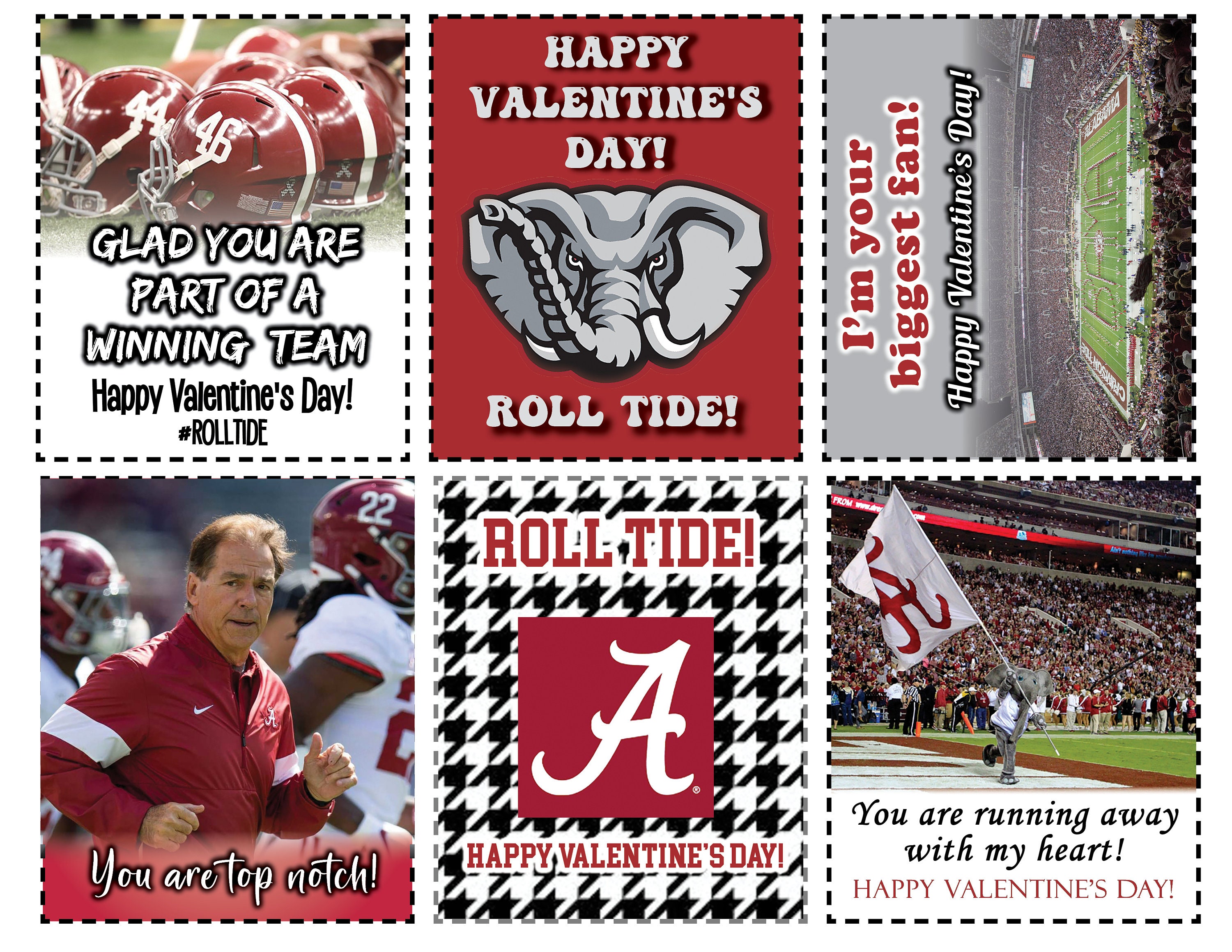 Printable Alabama Crimson Tide Valentines/png/pdf/jpg/roll Tide - Etsy