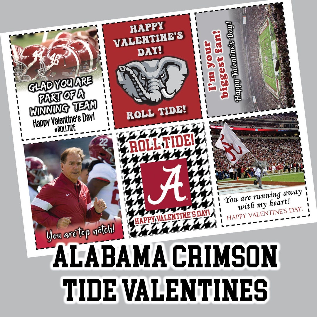 Printable Alabama Crimson Tide Valentines/png/pdf/jpg/roll Tide - Etsy