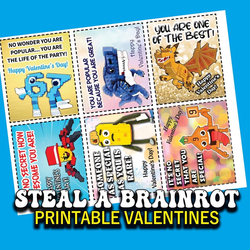 Brainrot Valentine Cards - Etsy