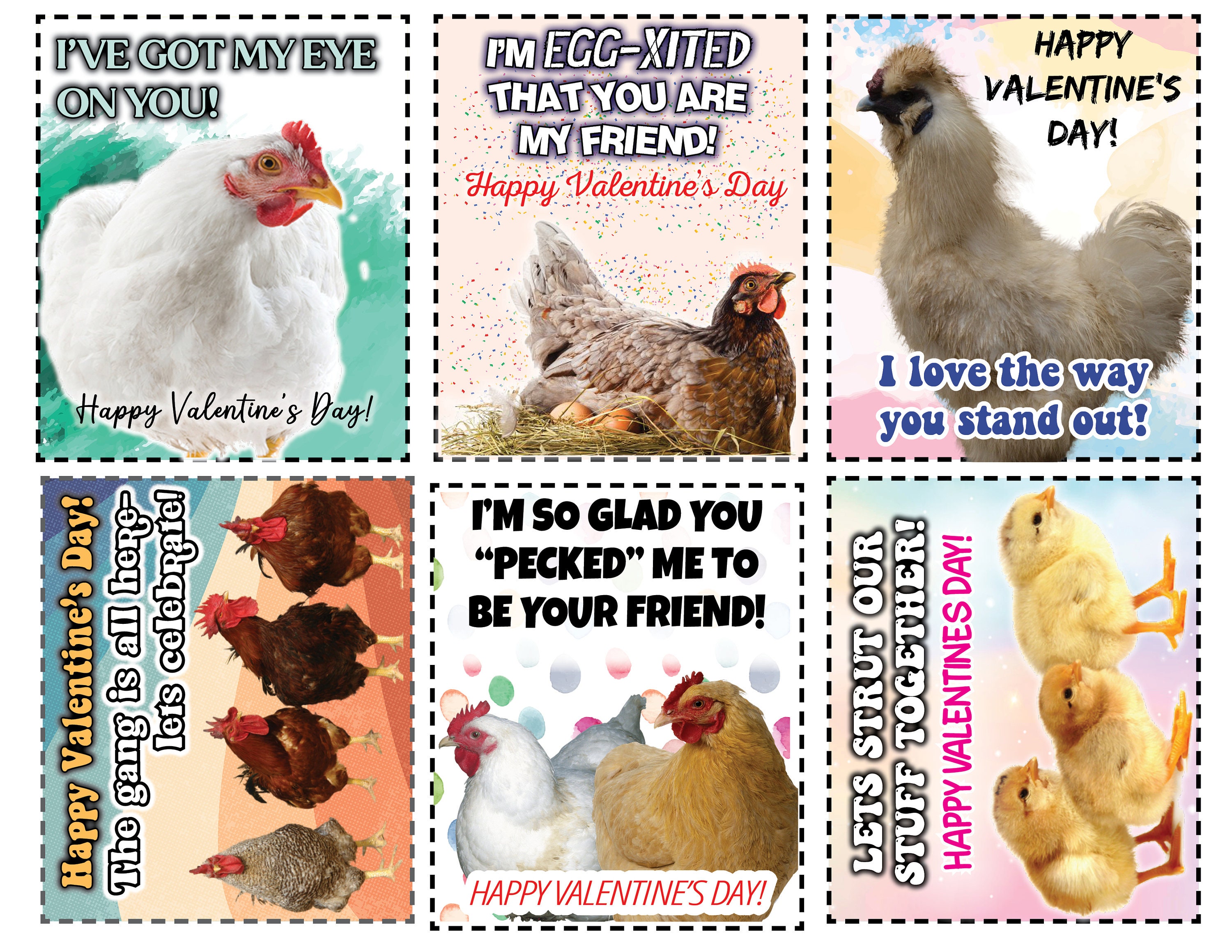 Chicken Printable Valentines/digital Download/png/jpg - Etsy