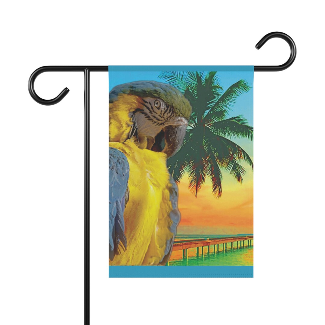 Parrot on the Beach Garden & House Banner - Etsy