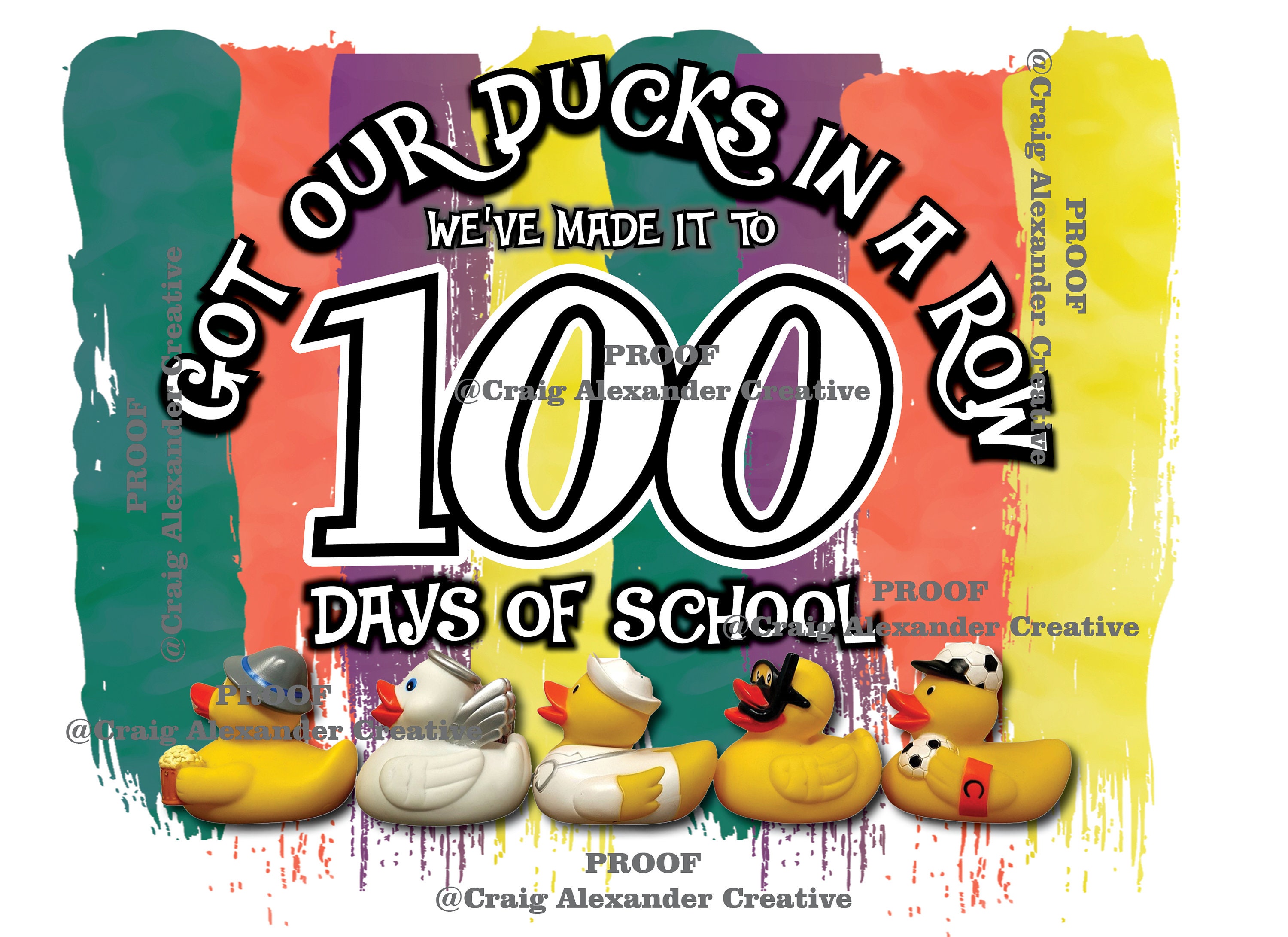100 DAYS of SCHOOL.. "ducks in a Row" T-shirt Design/digital Download ...