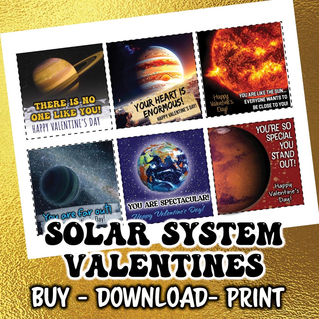 Solar System Valentine Cards- Instant Download/printable/space/planets ...