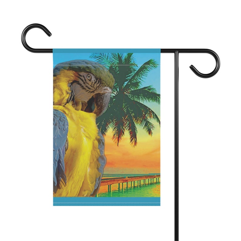 Parrot on the Beach Garden & House Banner - Etsy