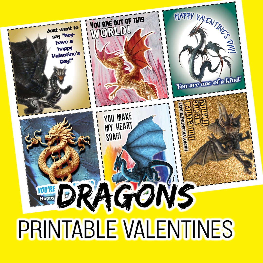 DRAGONS: Printable Valentines/digital Downloads - Etsy