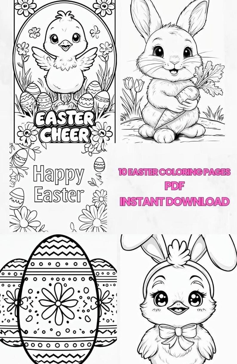 Easter Coloring Pages, Printable Happy Easter Coloring, Easter Bunny ...