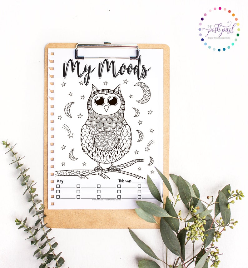 Mood Tracker- Owl Tracker - Printable Planner - Themed Planner - Color ...