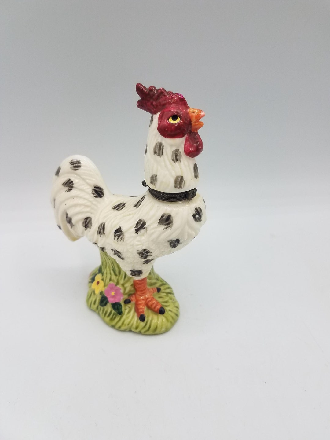 Trinket Box Rooster Chicken Decor Pill Box, Hinged Trinket, Ceramic ...