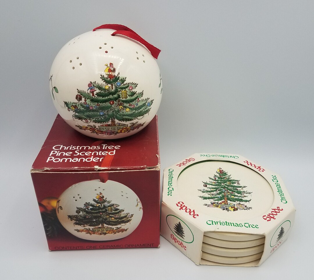 Set of 2 Spode Christmas Tree Items, Box Set of 4 Holiday Thirsty Cork ...