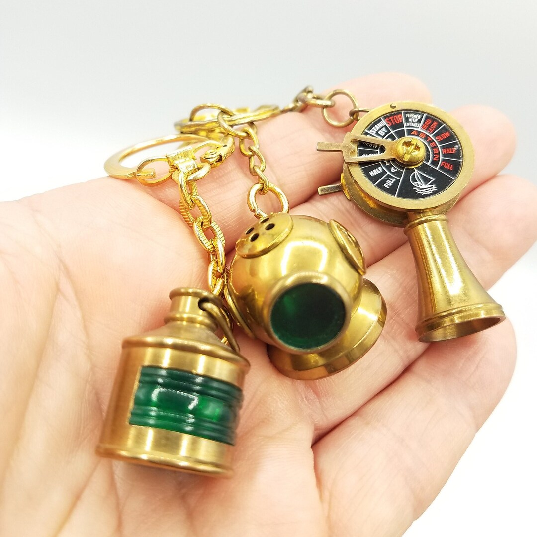 Set Lot 3 Vintage Brass & Green Glass Divers Helmet Ship - Etsy