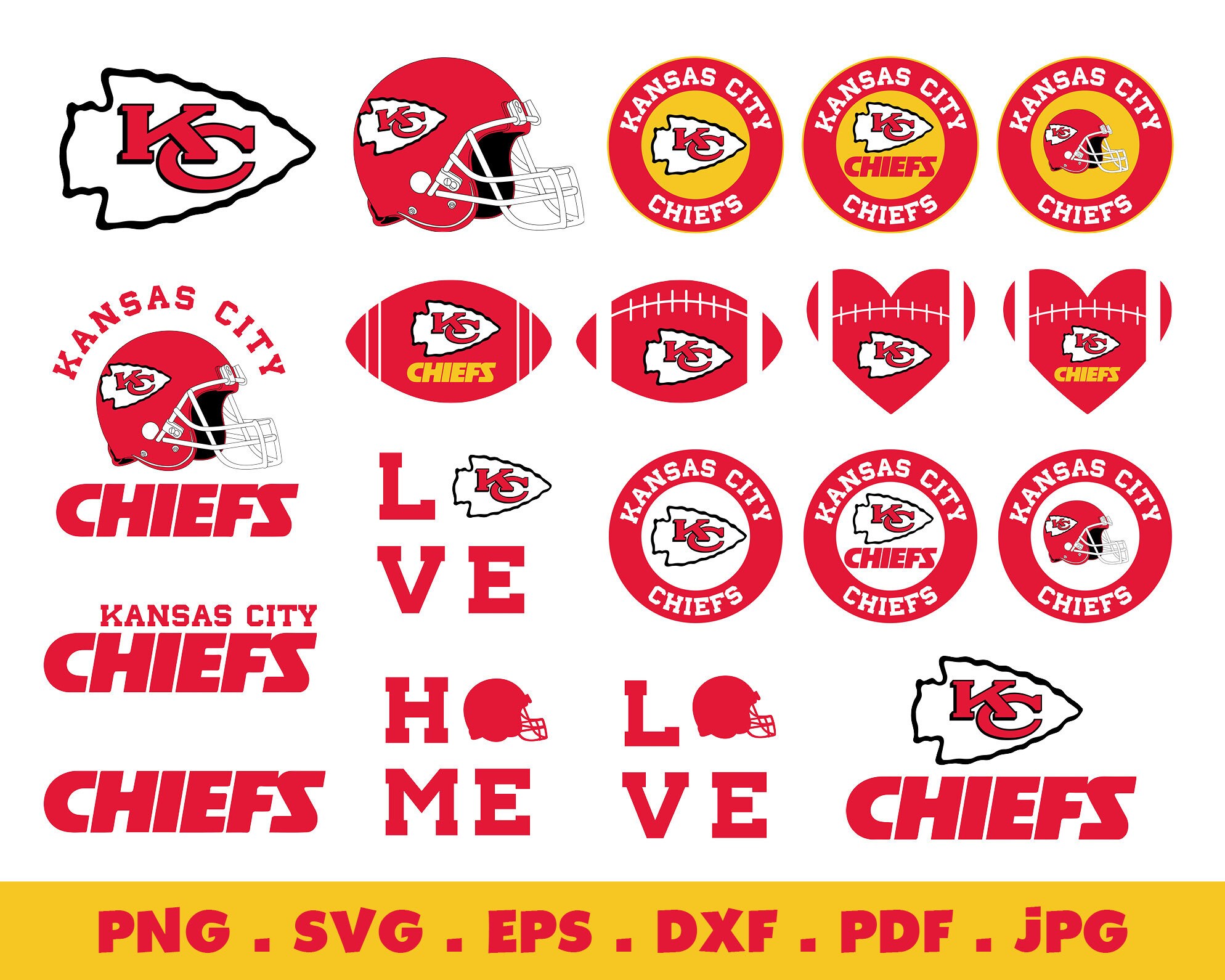 Kansas City Chiefs SVG Bundle Chiefs Football NFL Svg | Etsy