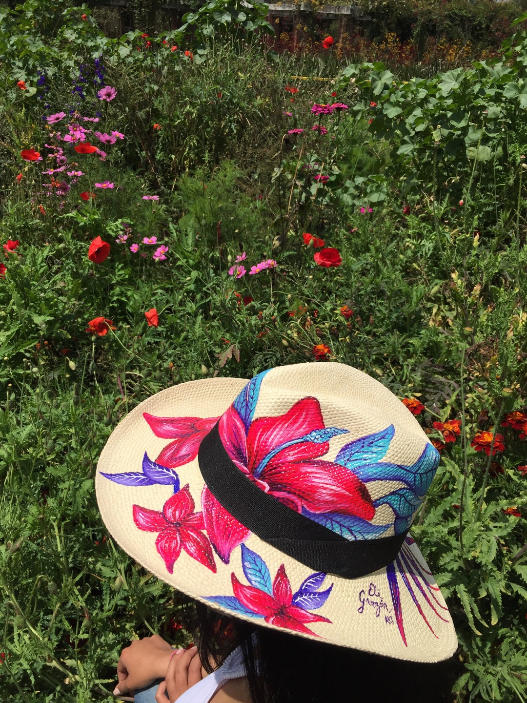 Custom Creations, Gift for Her, Hand Painted Natural Straw Hats ...