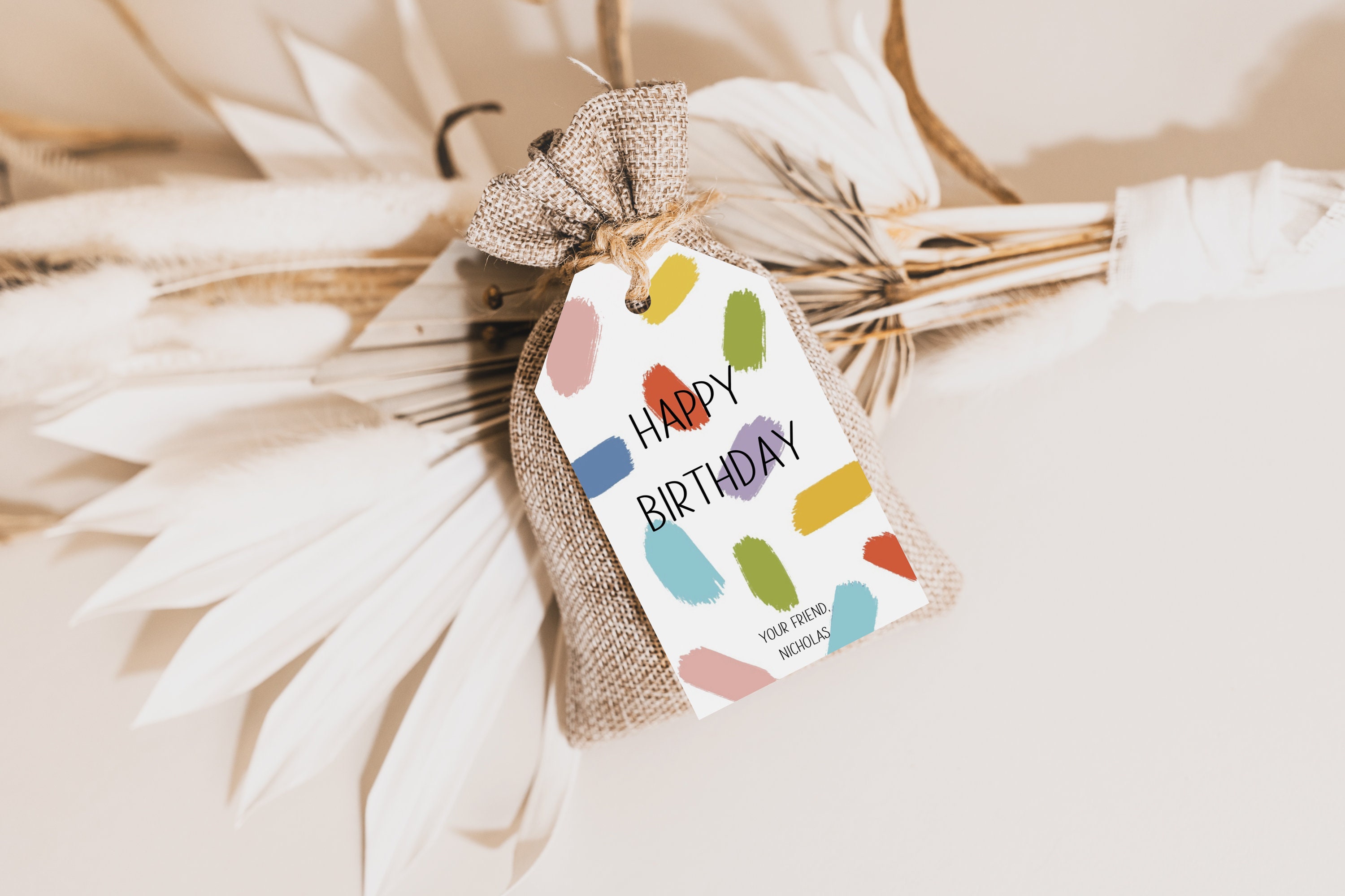 Editable Happy Birthday Tag, Gift Tag, Personalized Printable Tag ...