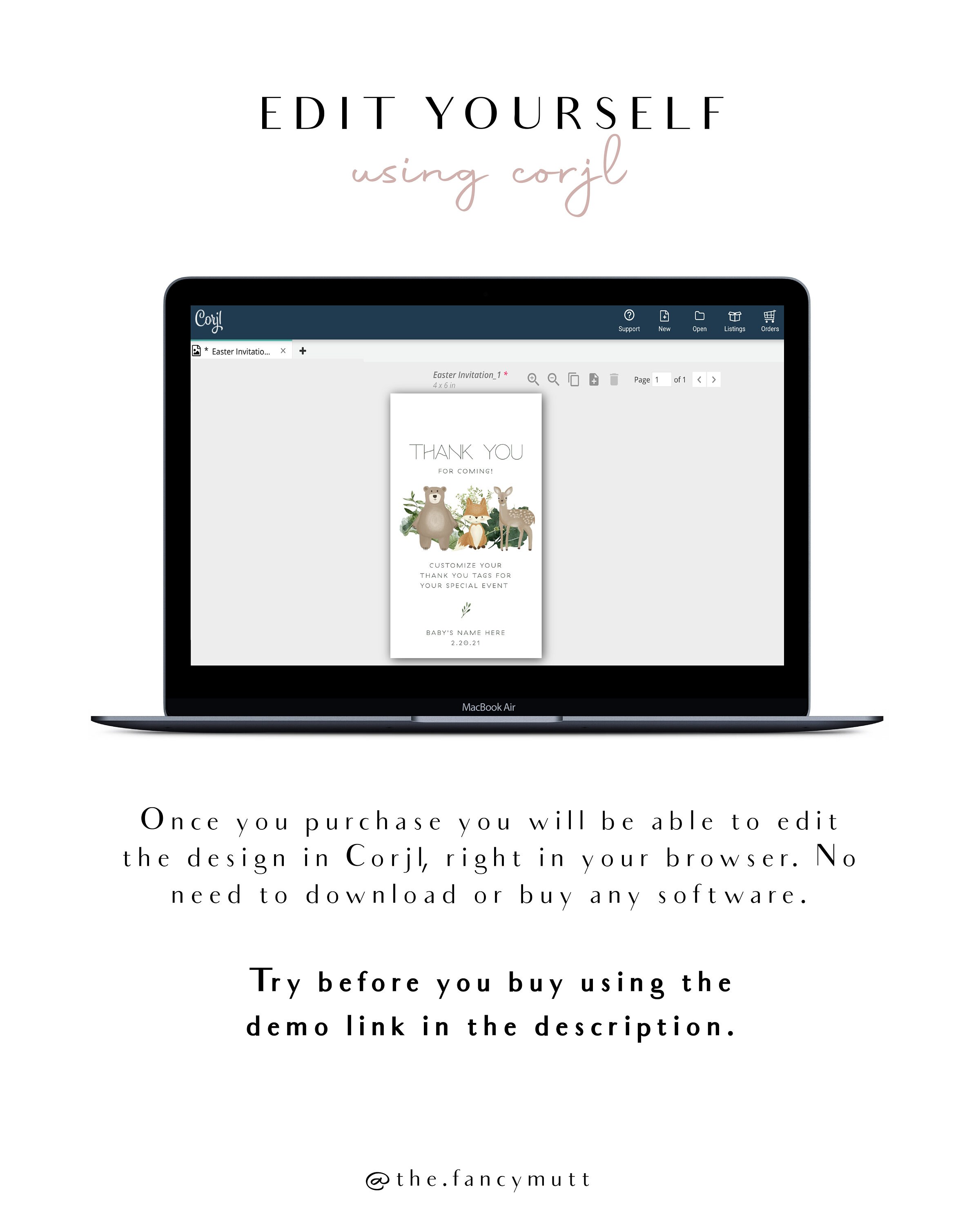 Modern Rainbow Thank You Tag Template, Editable Favor Tag, Rainbow ...